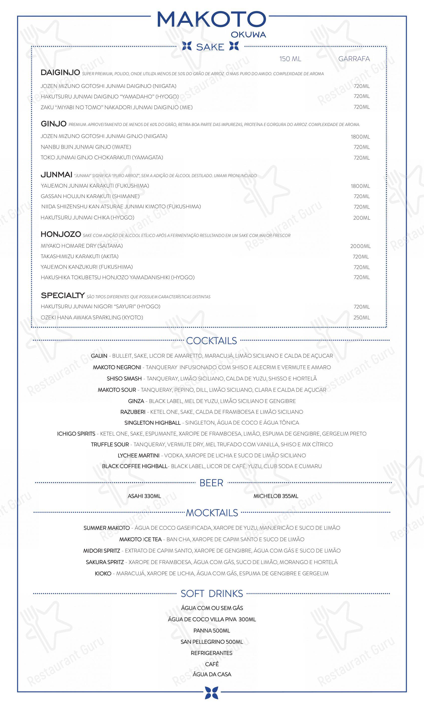 Menu em MAKOTO Cidade Jardim restaurante, São Paulo, Av. Magalhães de ...
