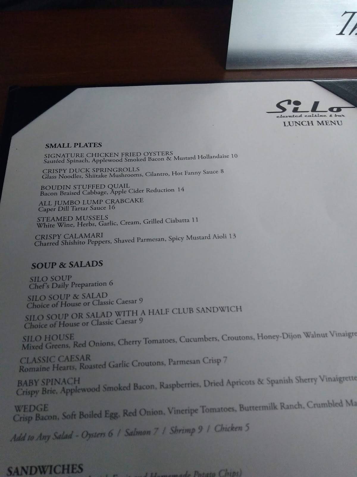 Menu at SILO Elevated Cuisine - 1604 pub & bar, San Antonio, 434 N Loop ...
