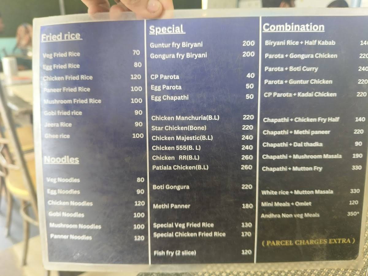 Menu at SM Kitchen Andhra Mess, Bengaluru, besides Kia moters