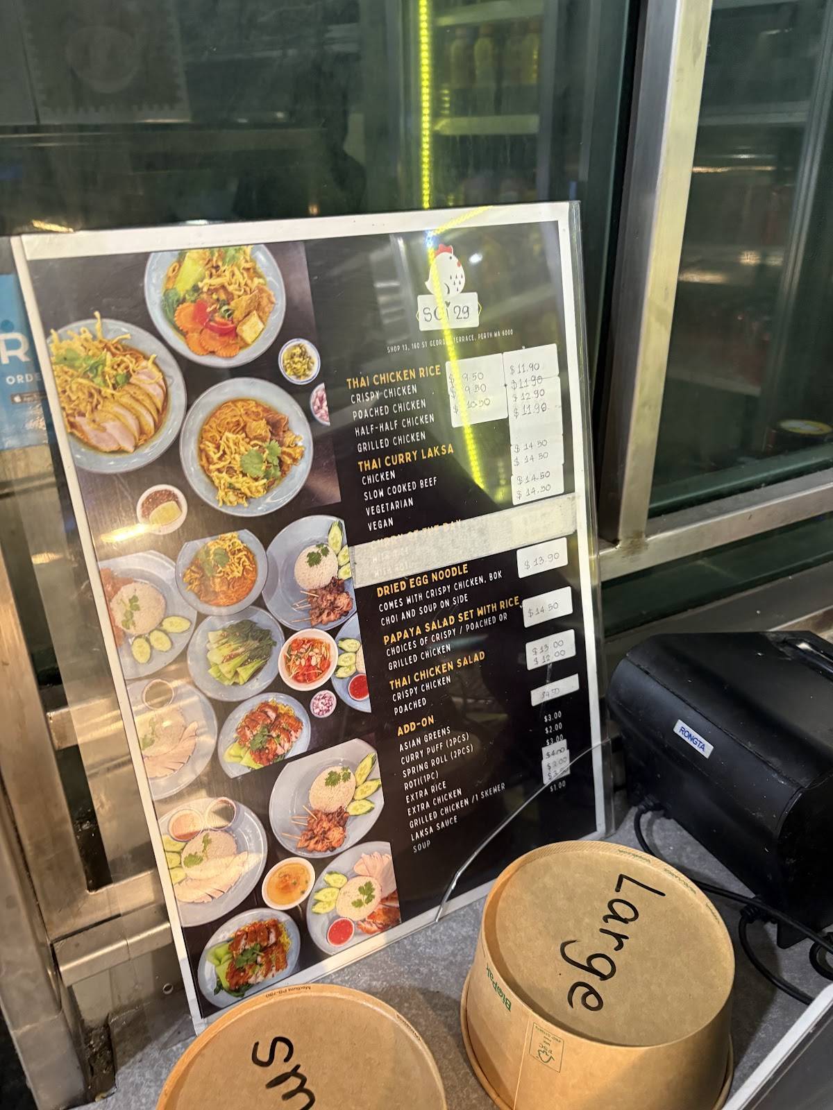 Menu at SOI 29 restaurant, Perth