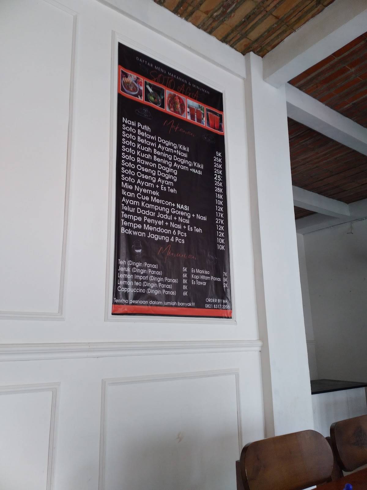 Menu at SOTO AGA restaurant, Metro