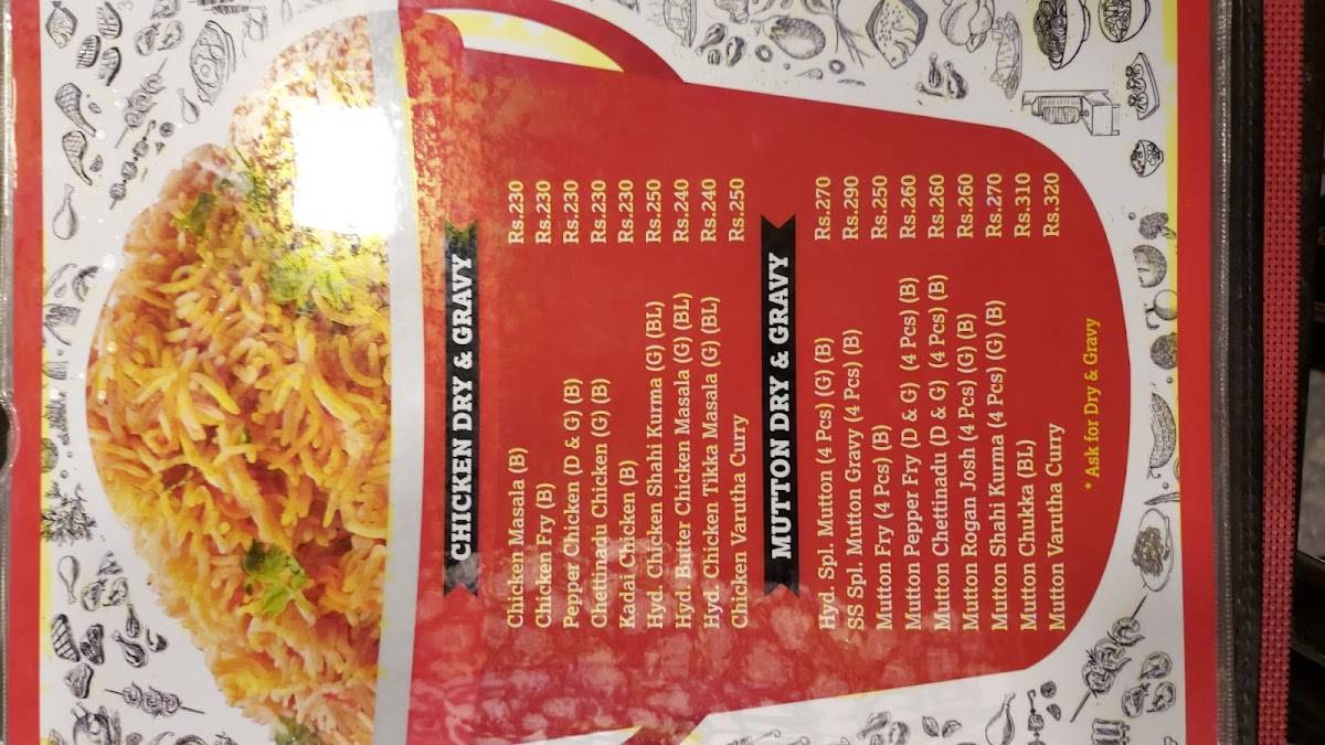 Menu at SS Hyderabad Biryani Irungattukottai, Sriperumbudur, No 57