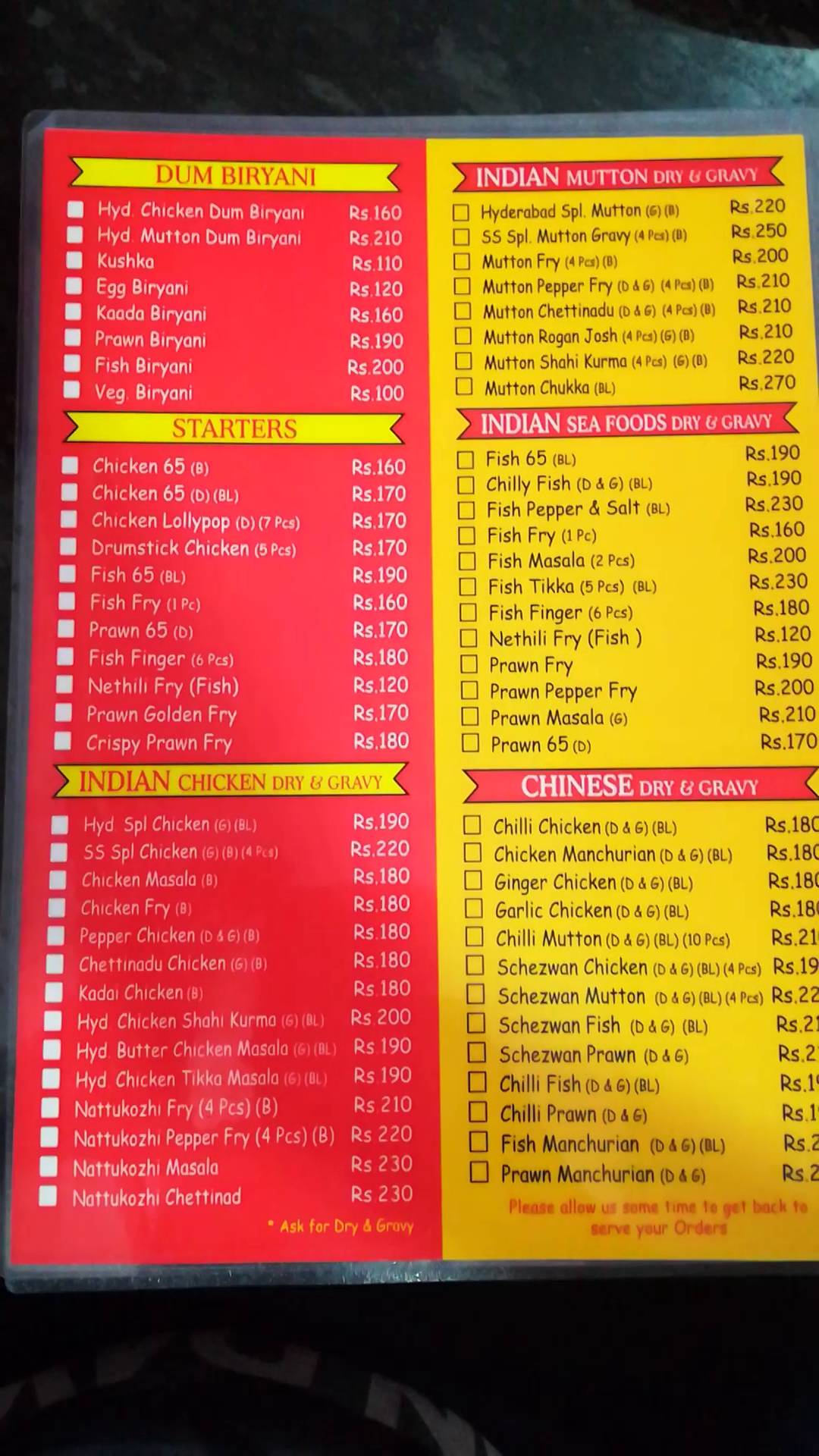 Menu at SS Hyderabad Biryani Irungattukottai, Sriperumbudur, No 57