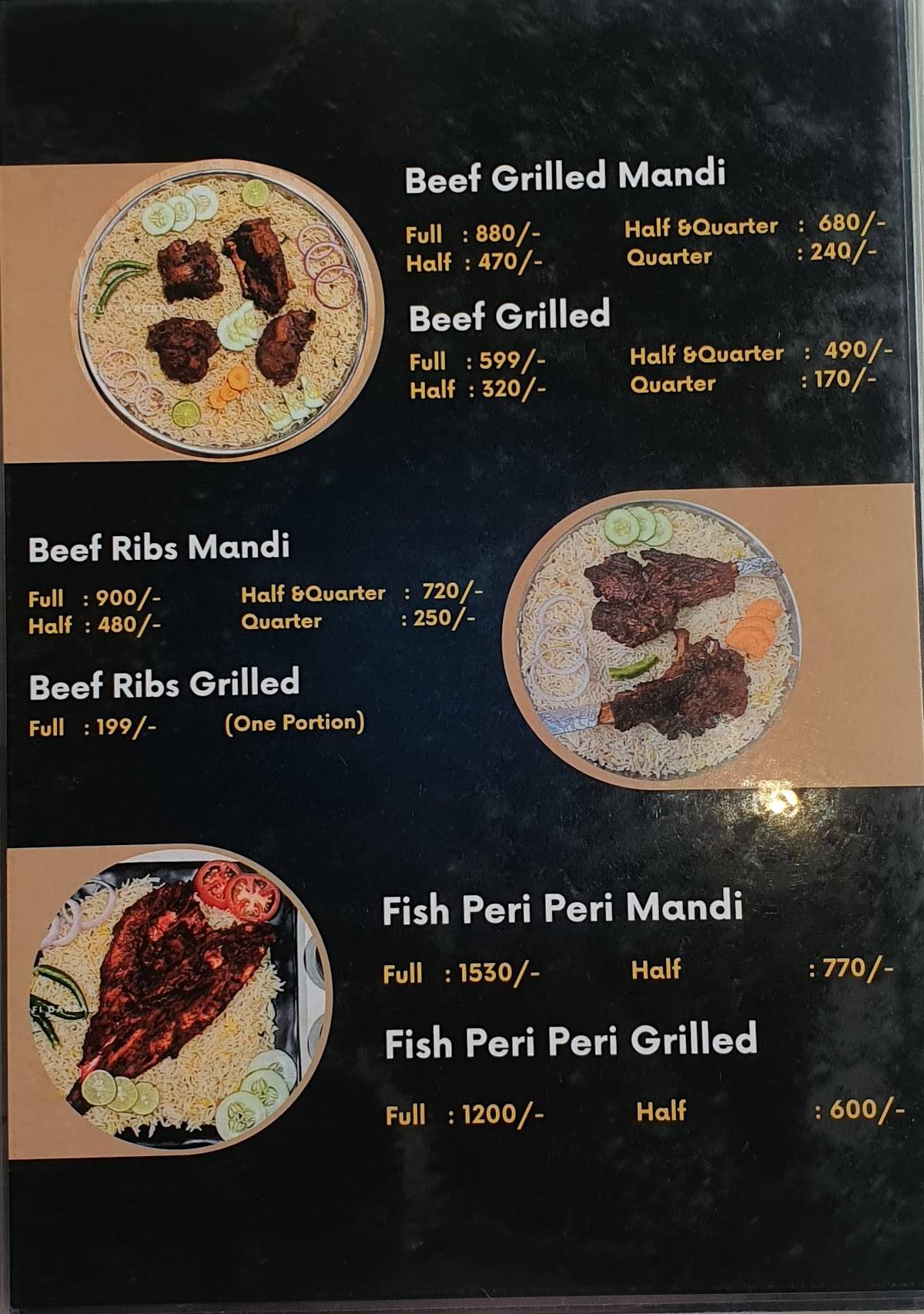 Menu at SUFI DARBAB MANKAVU, Kozhikode