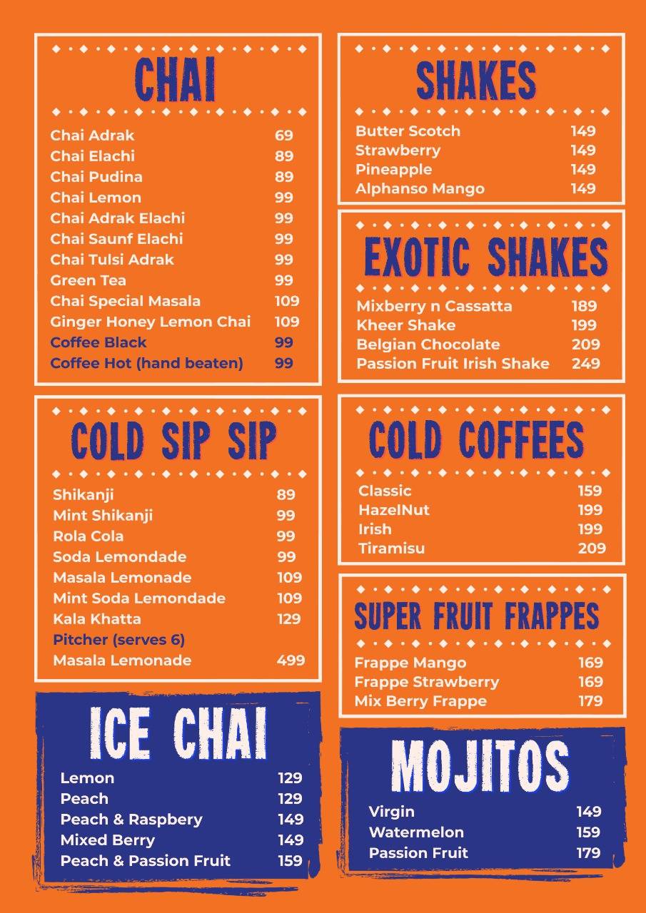 Menu at SUPER CHAI, New Delhi, Shop no 1
