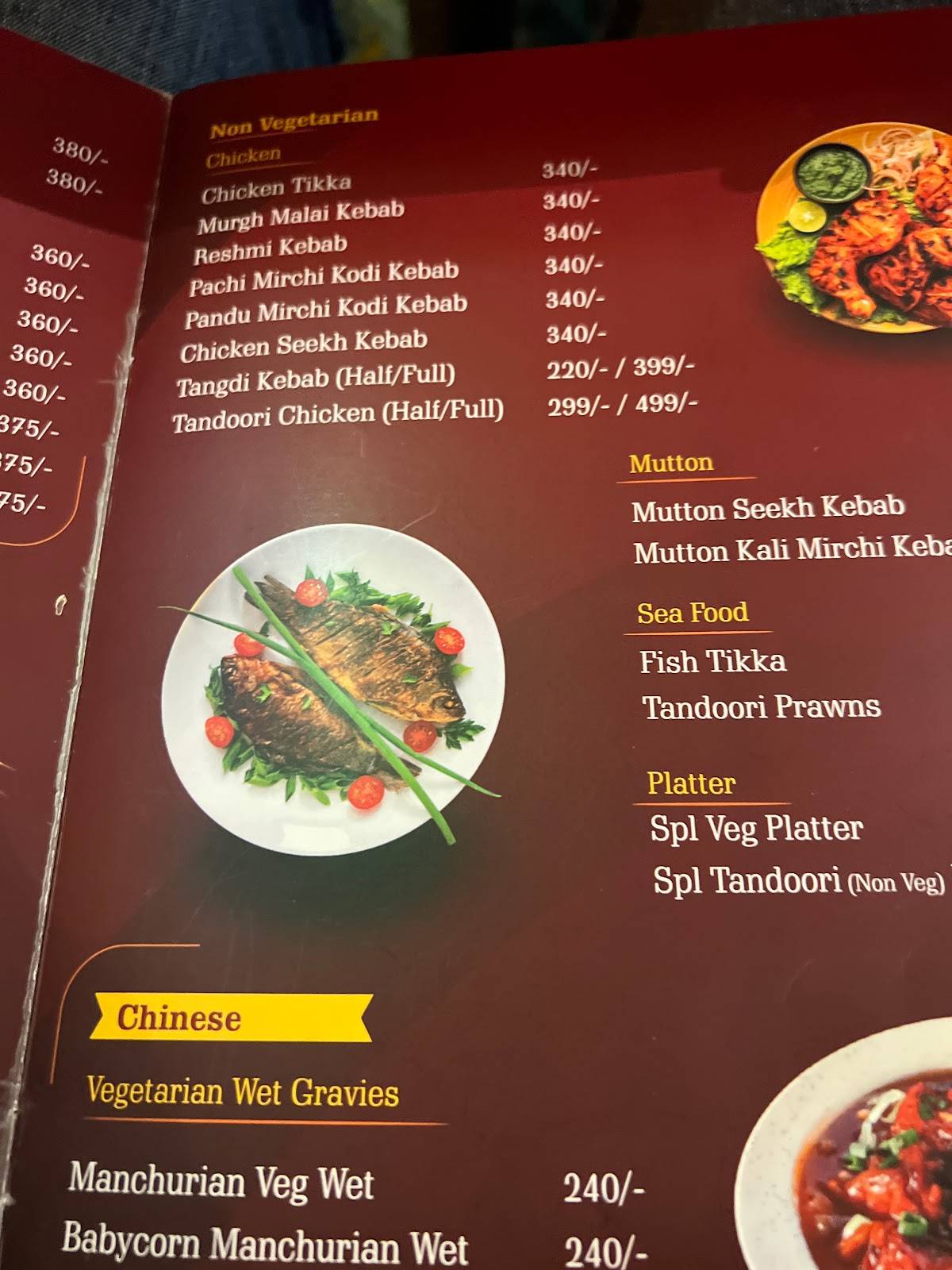 Menu at SVM Grand, Hyderabad, Nizampet Rd