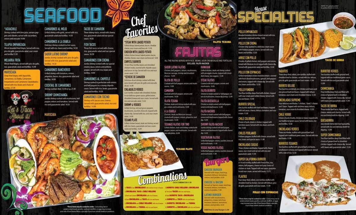 Menu at Sabor Latino Bar and Grill, Richburg