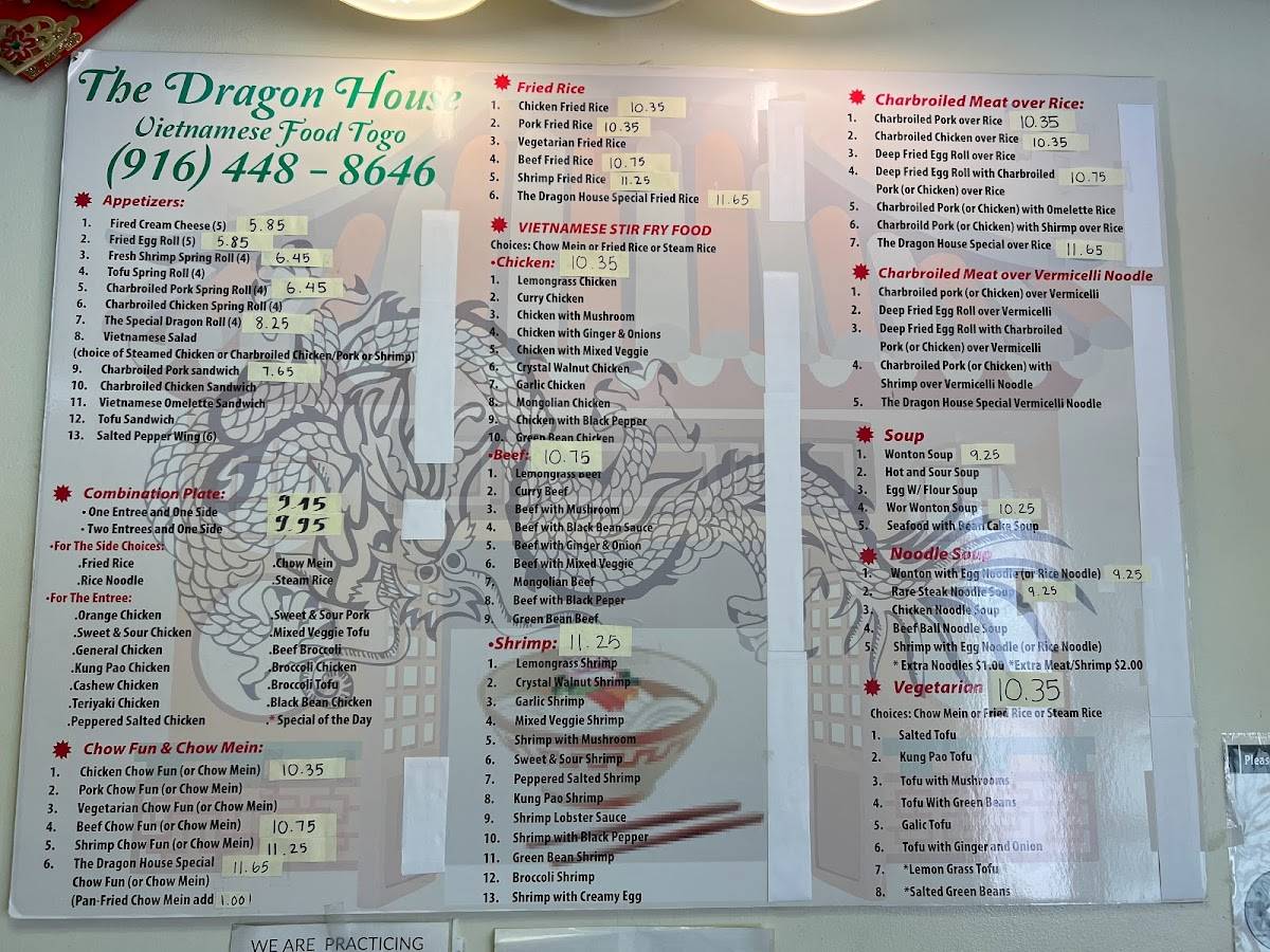 Menu at The Dragon House restaurant, Sacramento, O St #3
