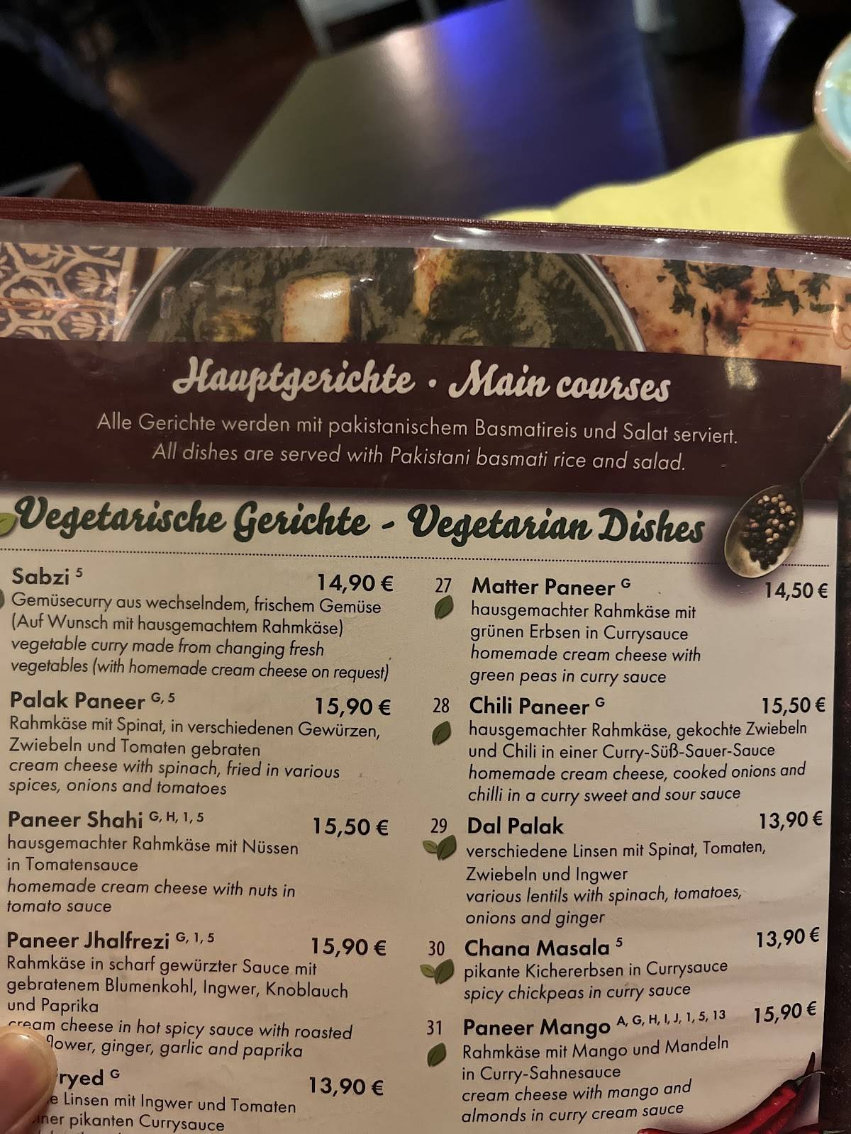 Speisekarte von Sadhu restaurant, Kiel