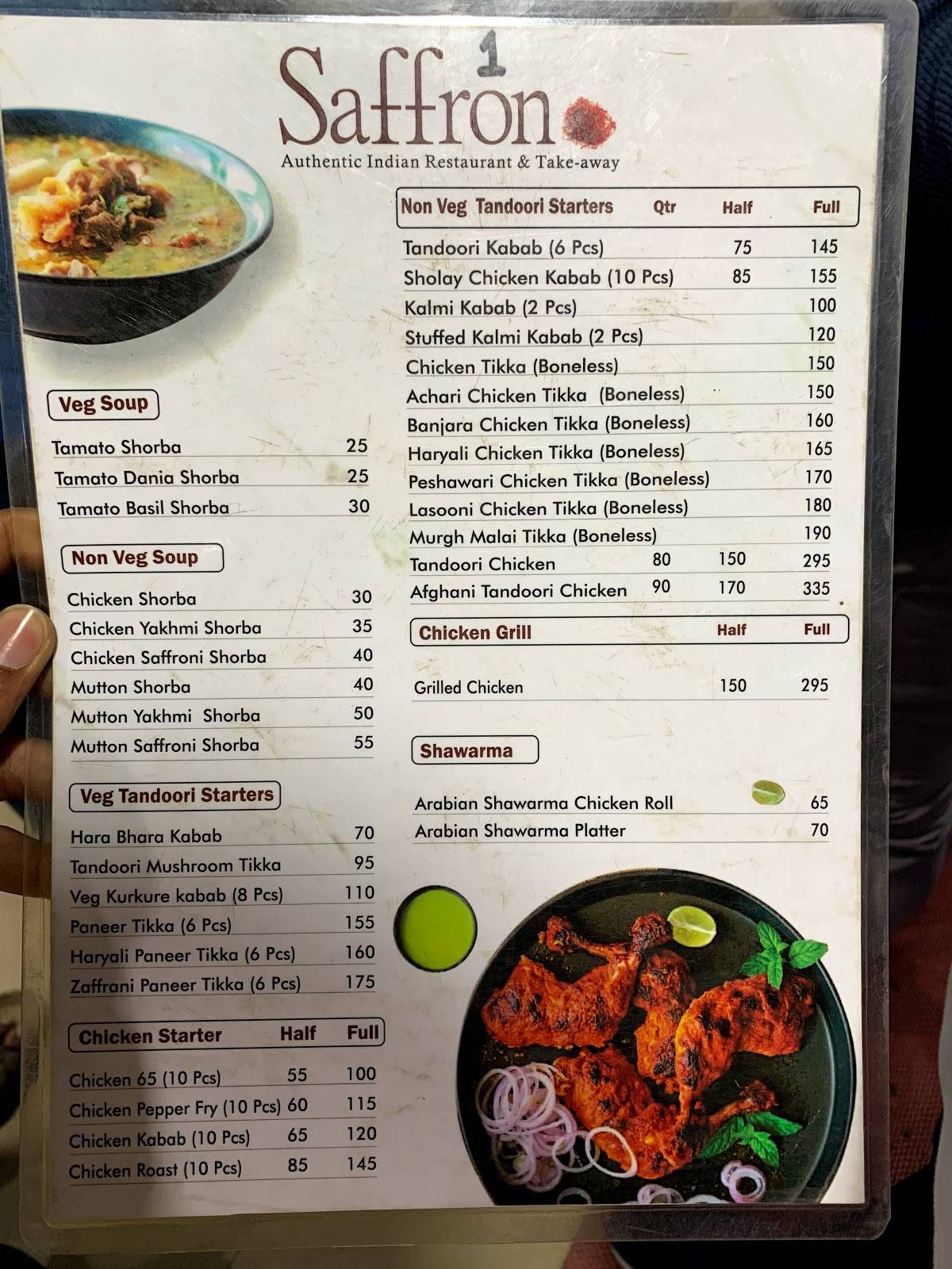 Menu at Saffron Restaurant Hosur, Hosur