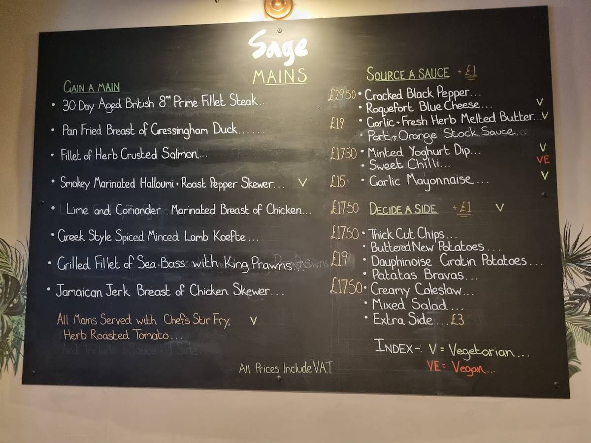 Menu at Sage pub & bar, Grimsby