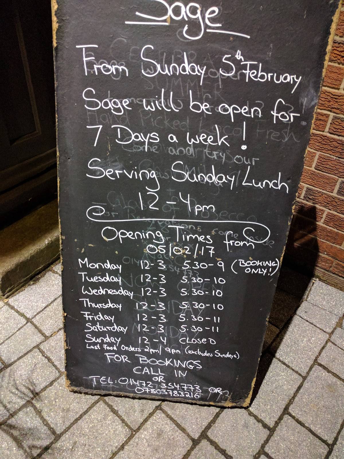 Menu at Sage pub & bar, Grimsby