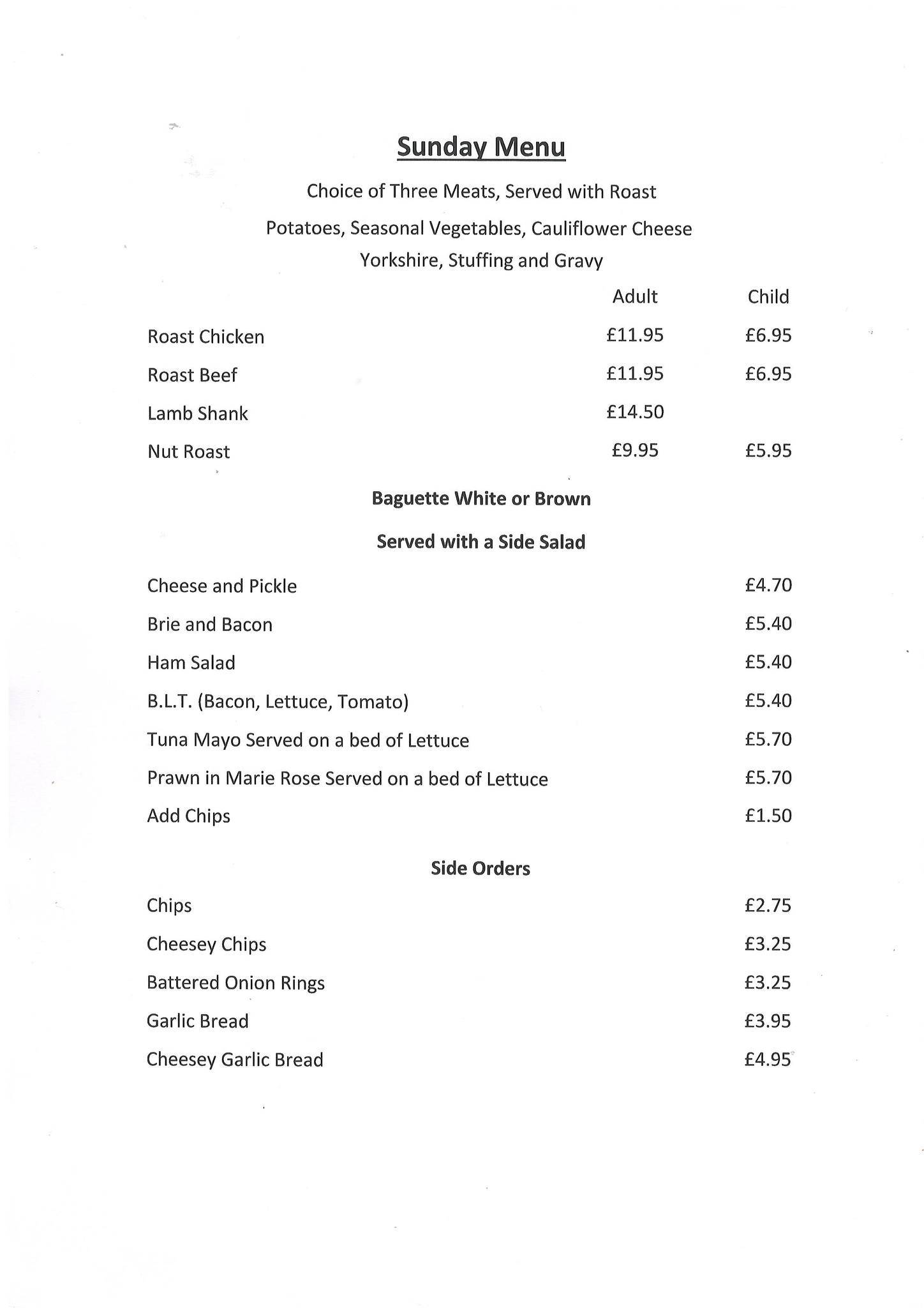 Menu at The Swan pub & bar, St Albans, 56 High St