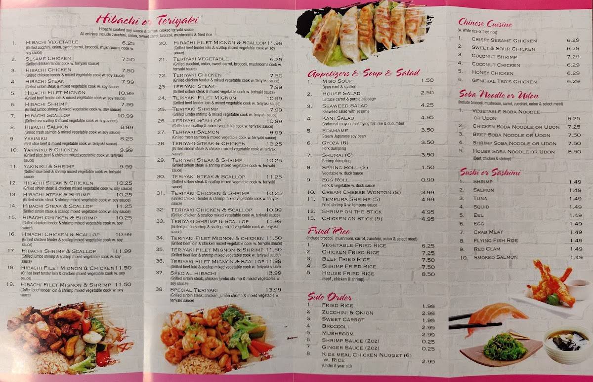 Menu at Sakura Cafe, Hazel Green, US-231