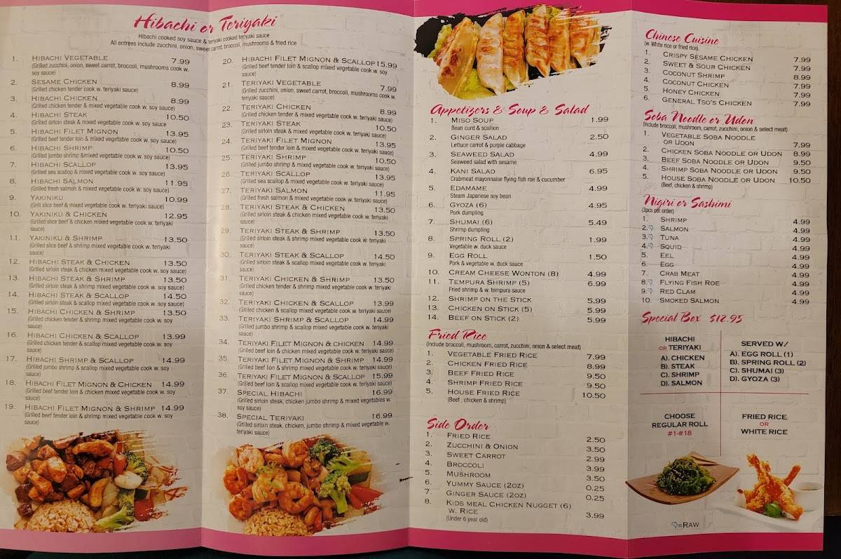 Menu at Sakura Cafe, Hazel Green, US-231