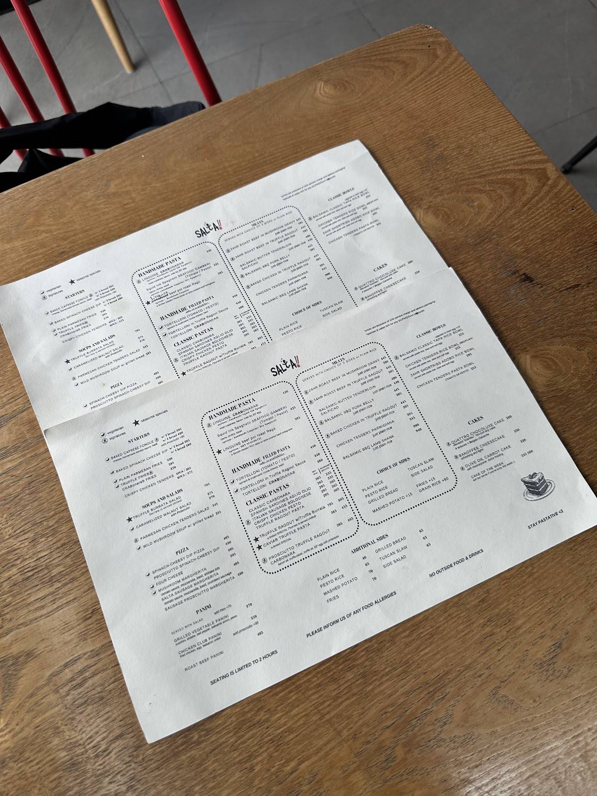 Menu at Salta! Matahimik St. restaurant, Quezon City