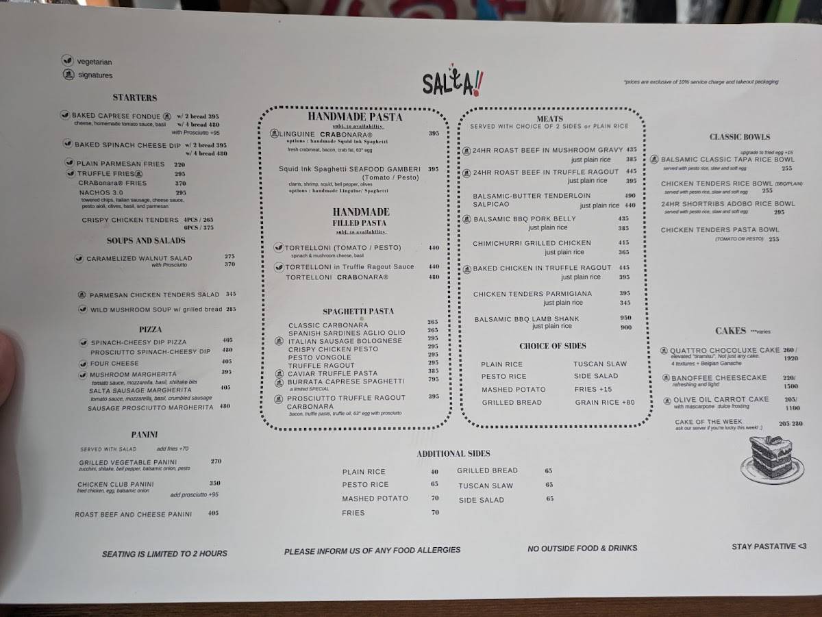 Menu at Salta! Matahimik st. restaurant, Quezon City