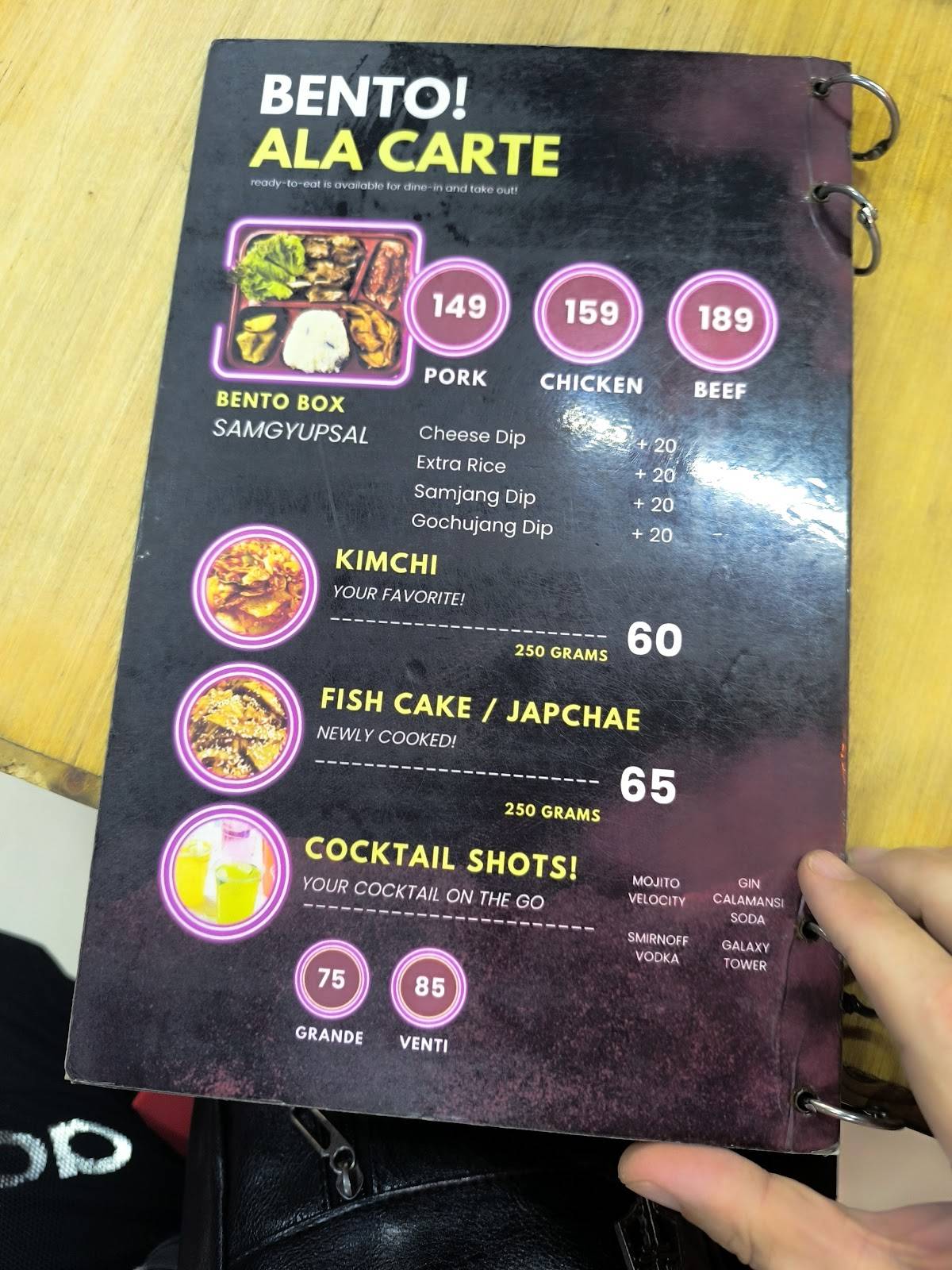 Menu at Samgy Side restaurant, Quezon City