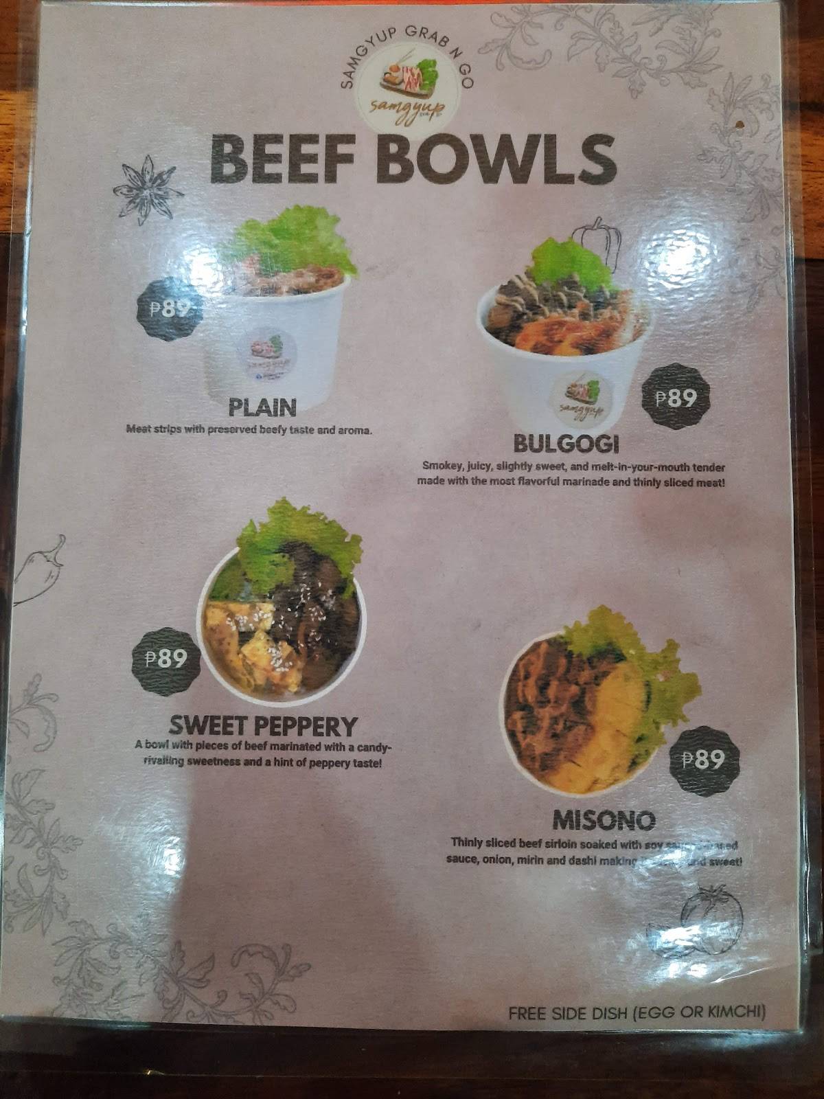 Menu at Samgyup Grab N Go Grand Master Mall Naga restaurant, Naga