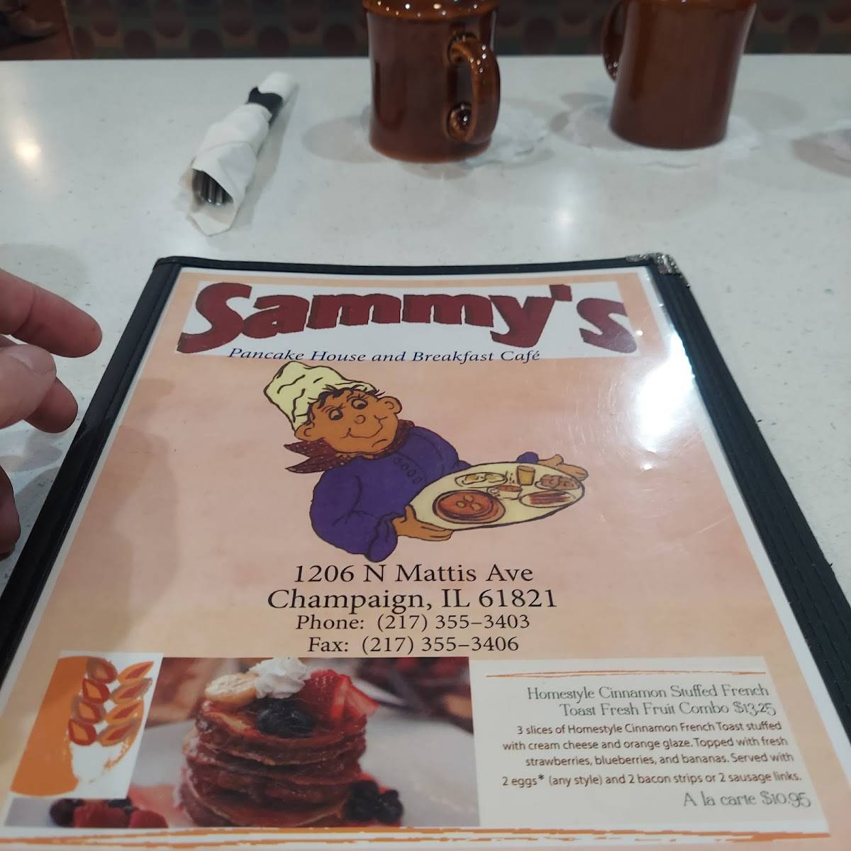 Menu at Sammy's Pancake House restaurant, Champaign