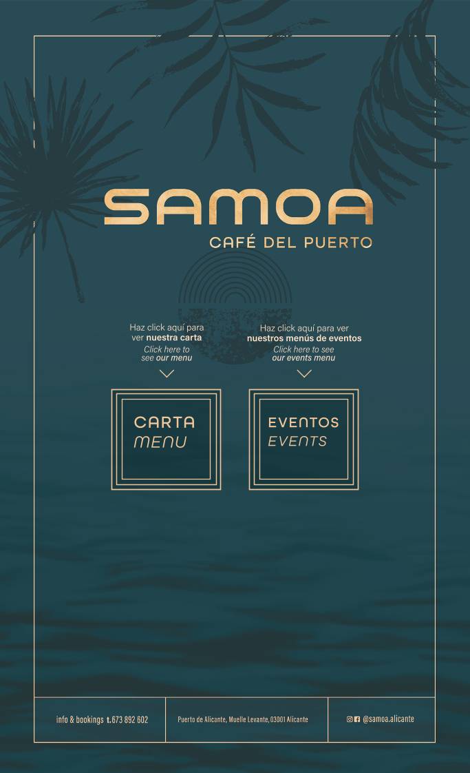Menu at Samoa Cafe Del Puerto, Alicante
