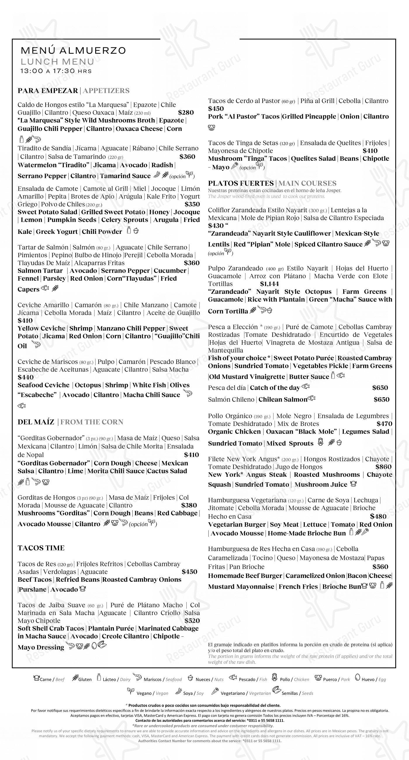 Carta del restaurante SAMOS - The Ritz Carlton México City, Ciudad del ...