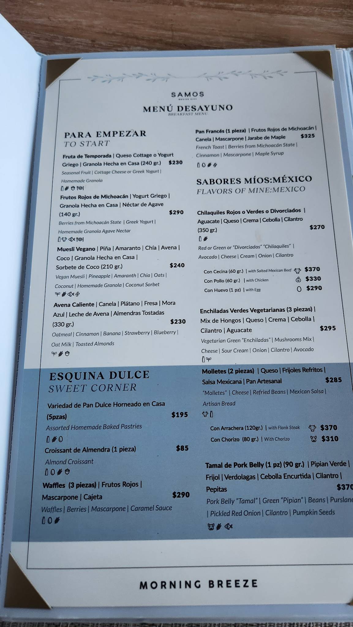 Carta del restaurante SAMOS - The Ritz Carlton México City, Ciudad del ...