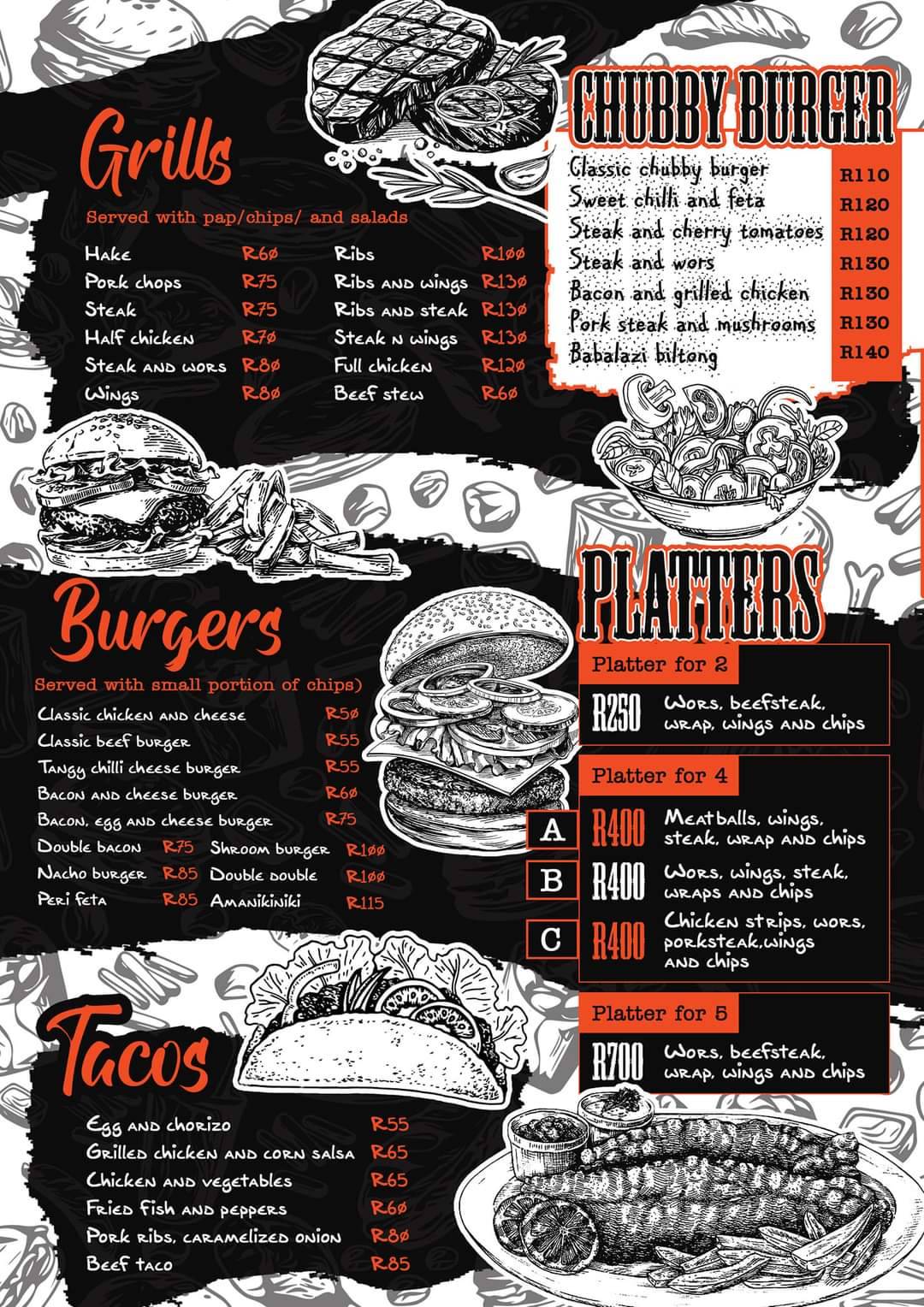 Menu at Sandwich Bite restaurant, Tembisa