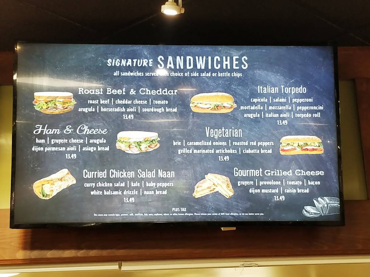 Menu at Sandwich Company, San Diego