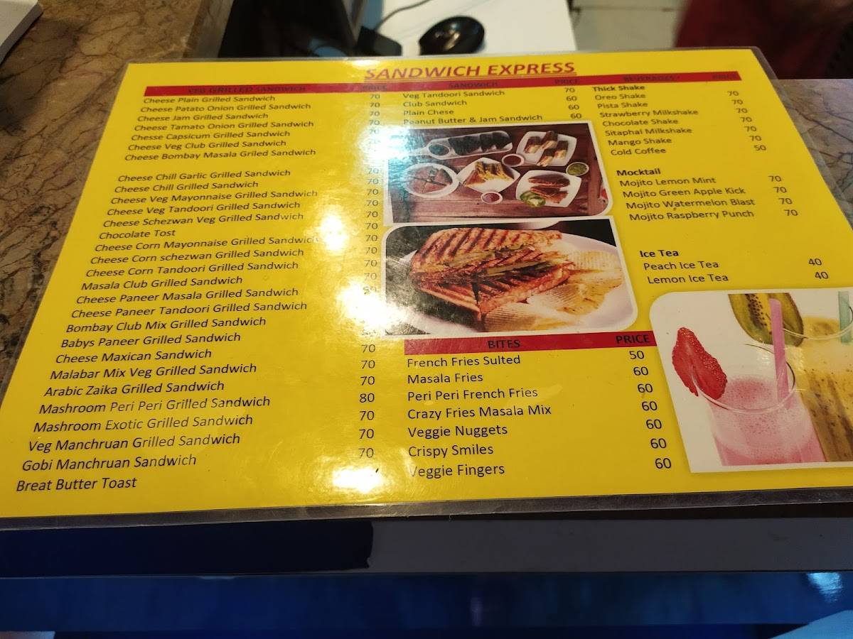 Menu at Sandwich express, Pune