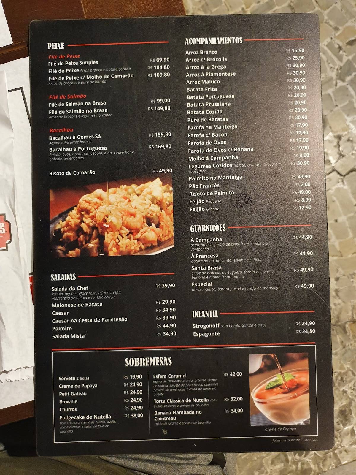 Menu em Santa Brasa Freguesia restaurante, Rio de Janeiro