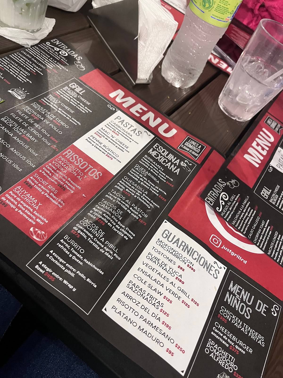 Carta del restaurante Just Grill, Santo Domingo