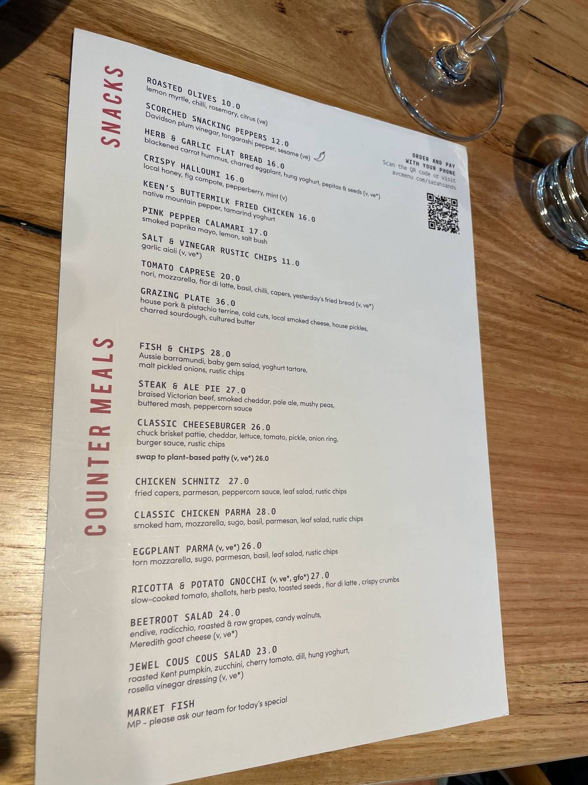 Menu at Sarah Sands Hotel pub & bar, Brunswick