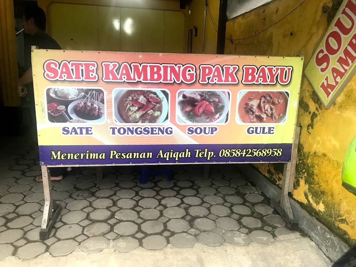 Menu at Sate Kambing Pak Bayu restaurant, Purwokerto