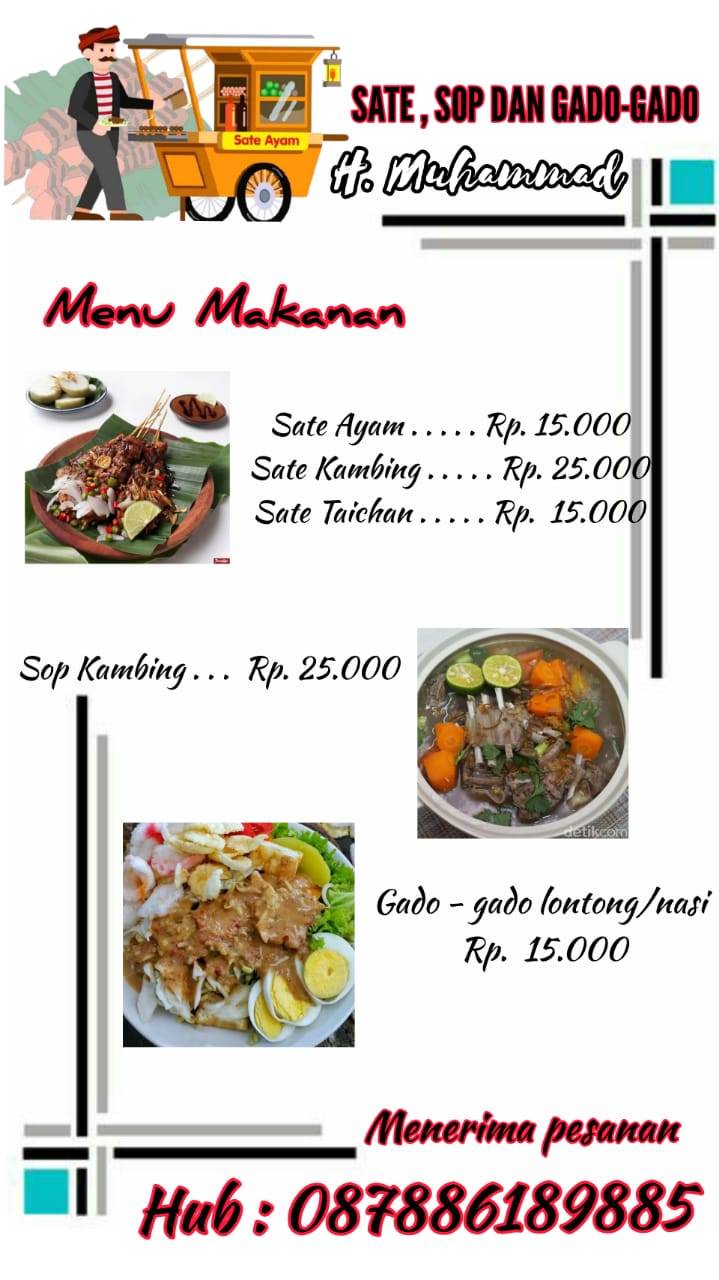 Menu at Sate, Sop, Gado-gado H.Muhamad (Madura) restaurant, West Jakarta