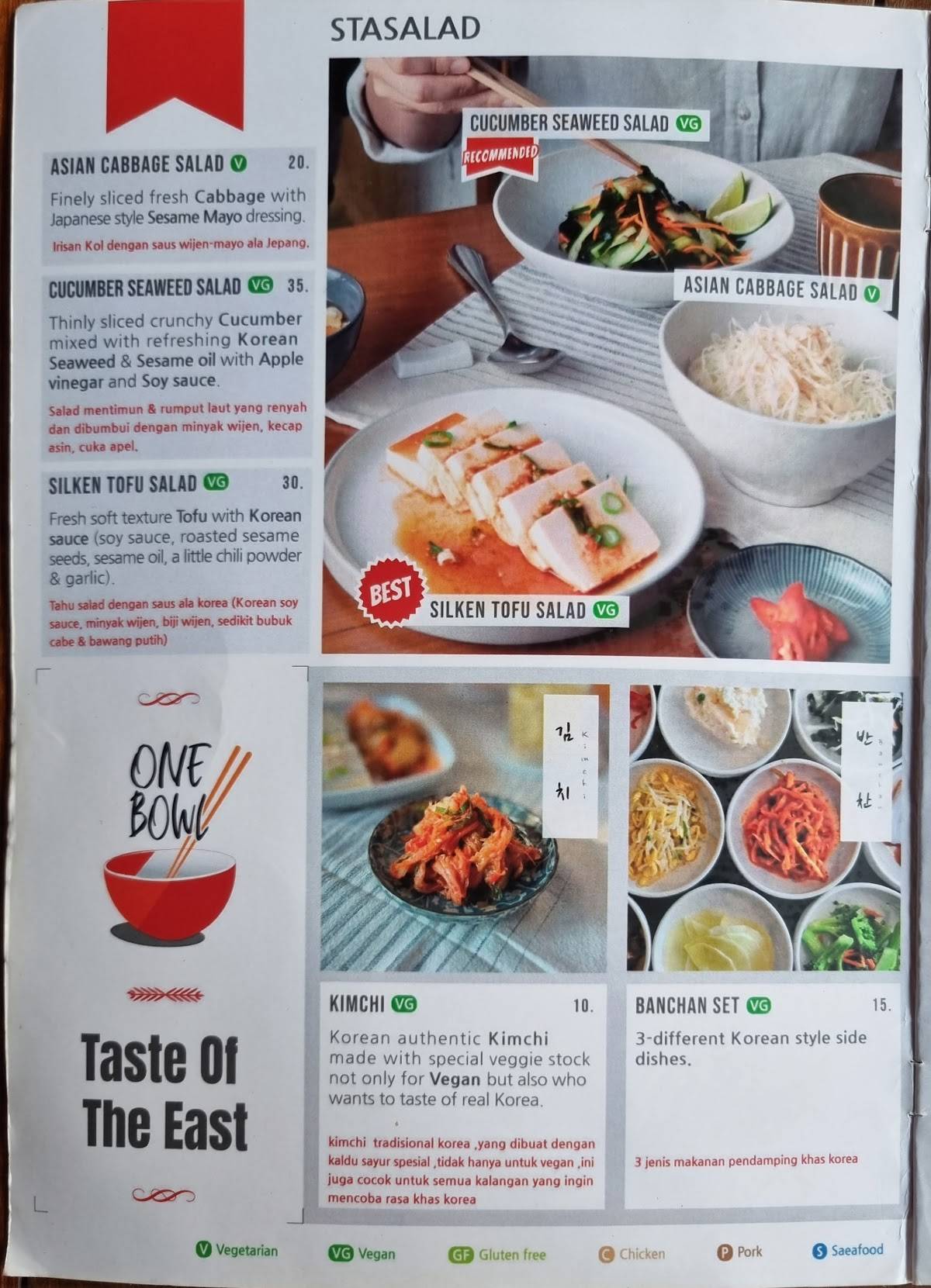 Menu at Satu Mangkok (One Bowl Food) restaurant, Peliatan