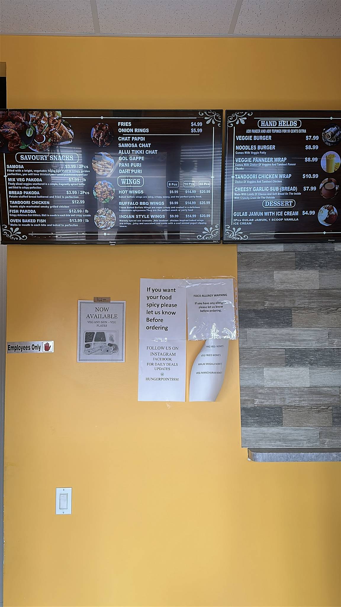 Menu at Hunger Point restaurant, Sault Ste. Marie
