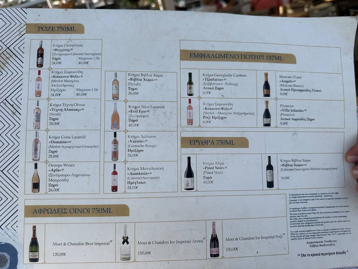 Menu at Savas food station, Paralia