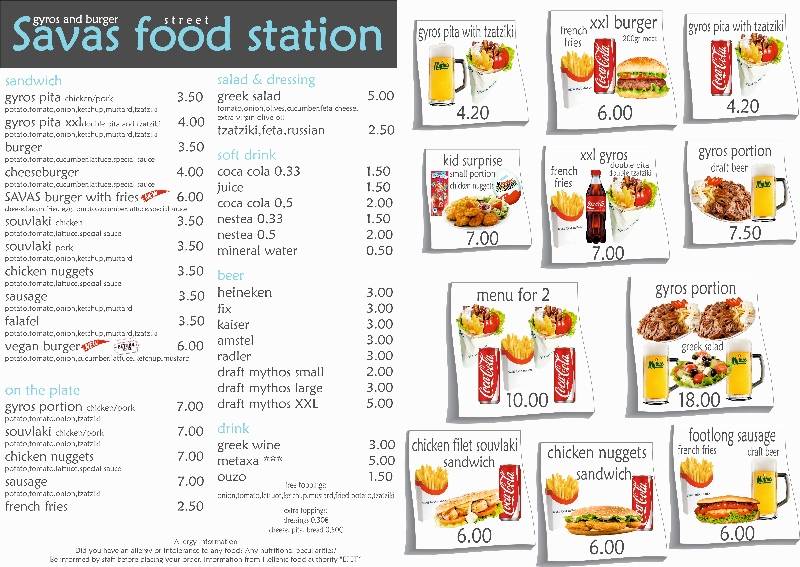 Menu at Savas Street Food Station, Paralia