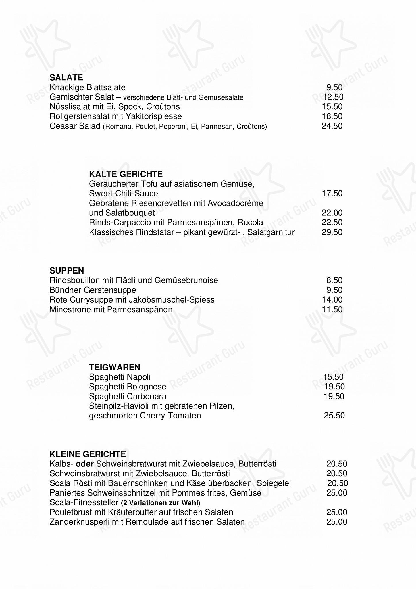 Speisekarte von Restaurant Scala, Davos
