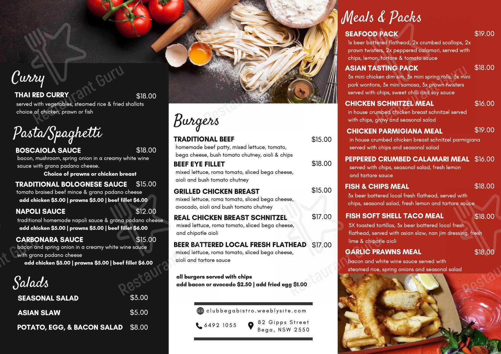 Menu at Scallop Pot Bistro restaurant, Lakes Entrance