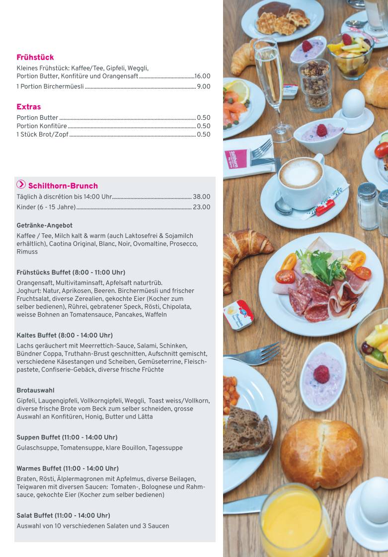 Carta de Schilthorn - Piz Gloria 360°- Restaurant, Lauterbrunnen