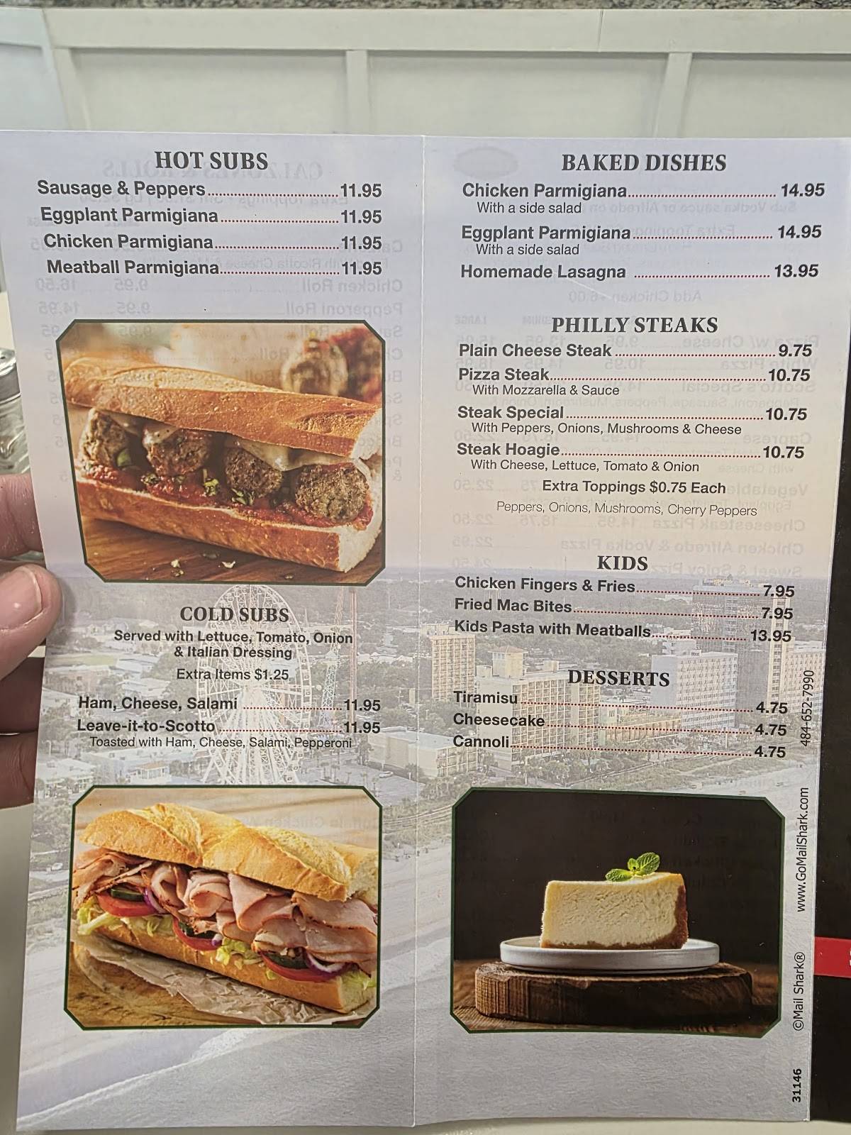 Menu at Scotto's Pizzeria, Myrtle Beach