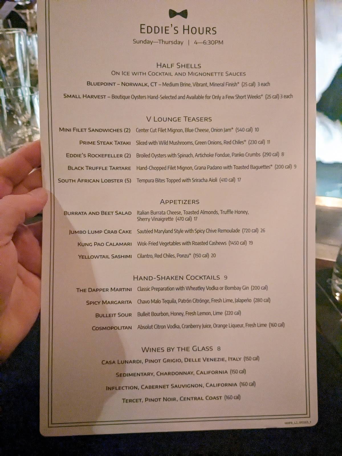 Menu at Eddie V's Prime Seafood steakhouse, Scottsdale, N Scottsdale Rd ...