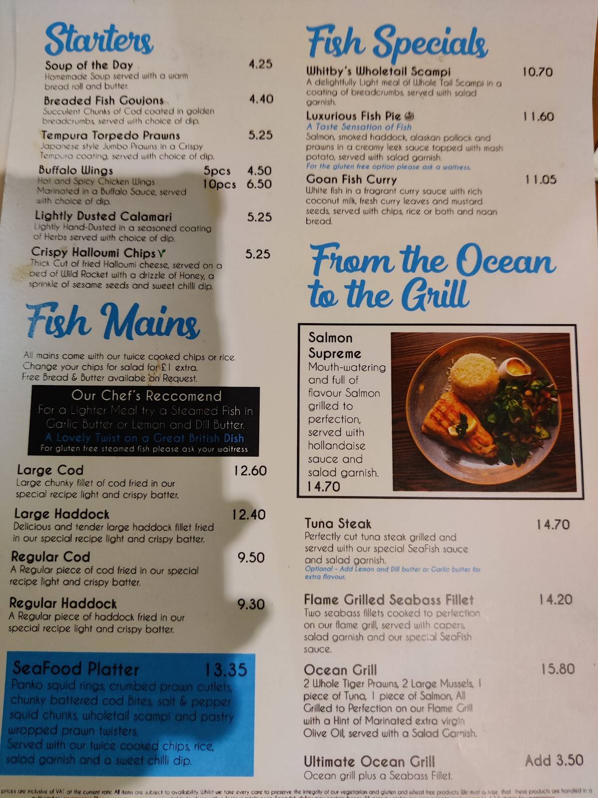 Menu at Sea Fish pub & bar, Conisbrough