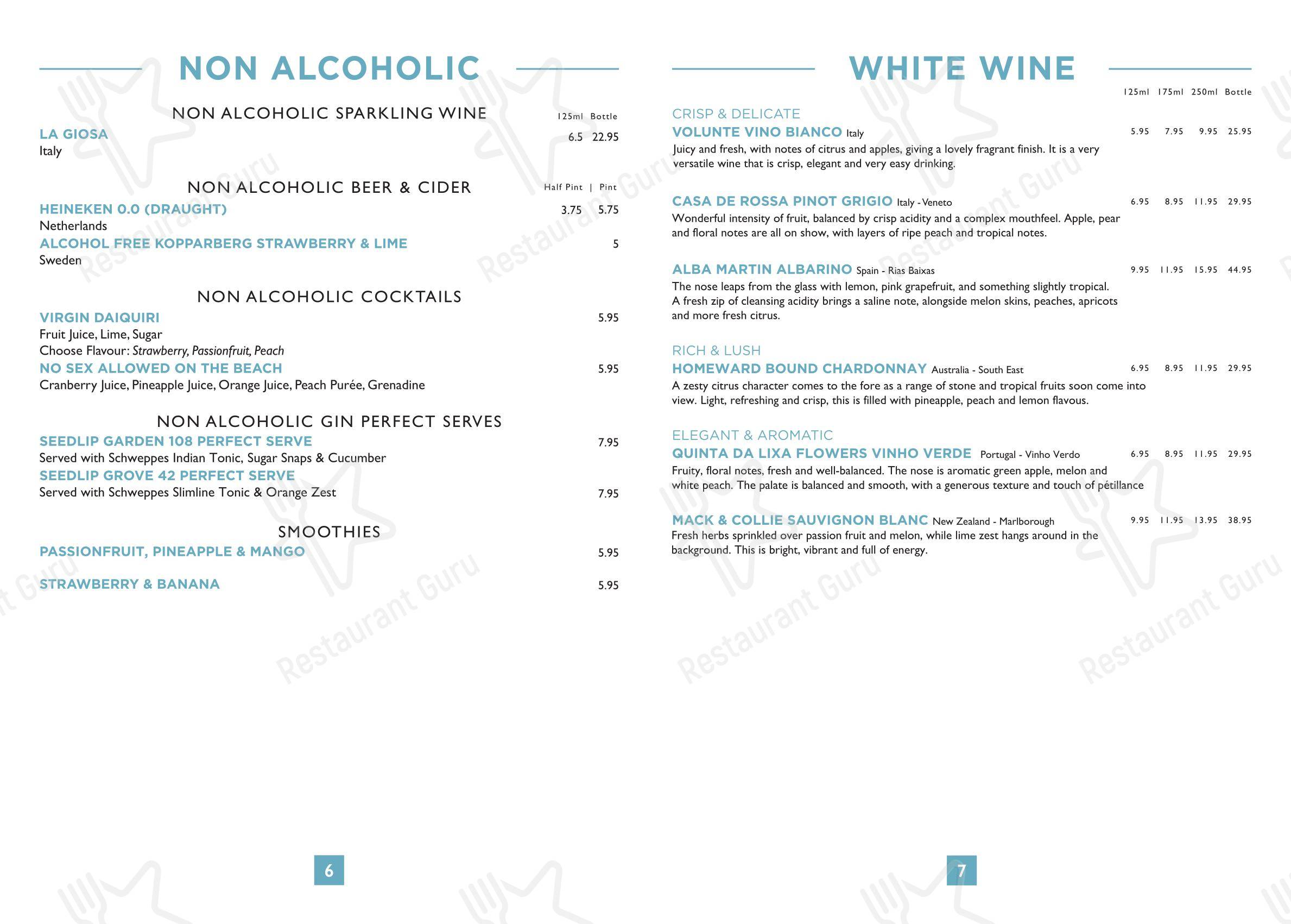 Menu at Sea-Salt restaurant, Falkirk