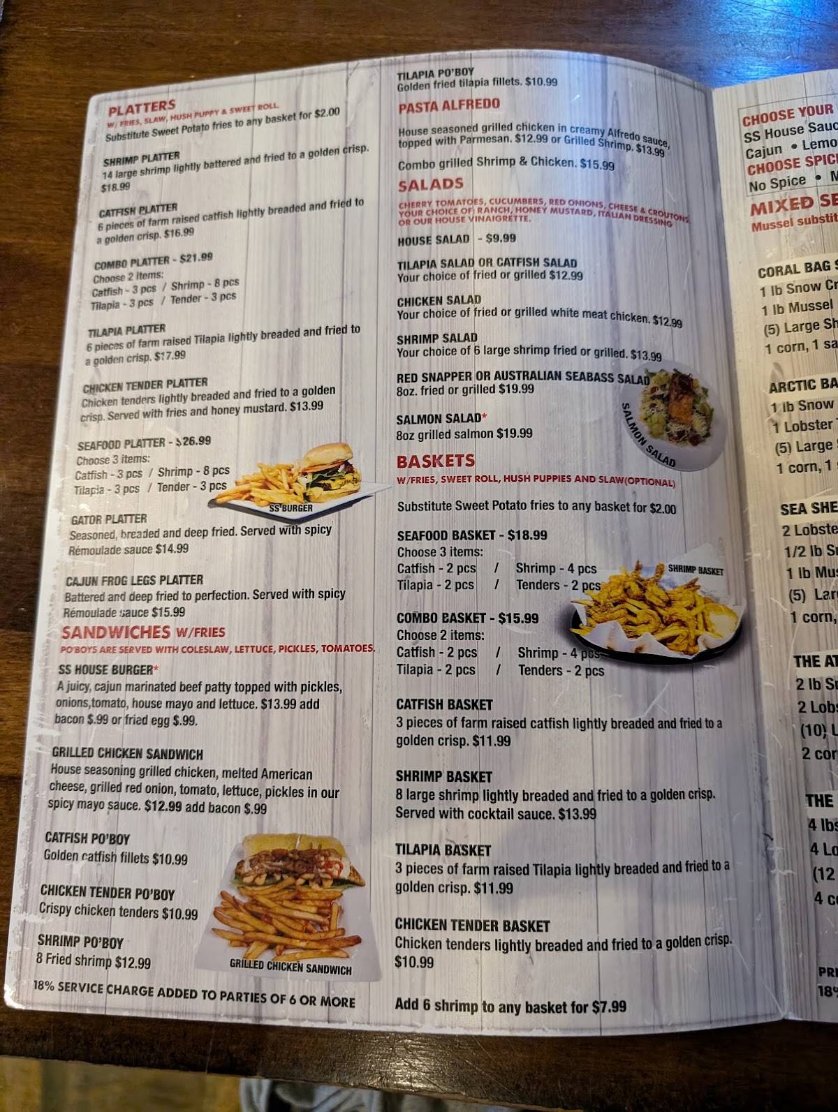 Menu at Seafood Shack restaurant, Marion