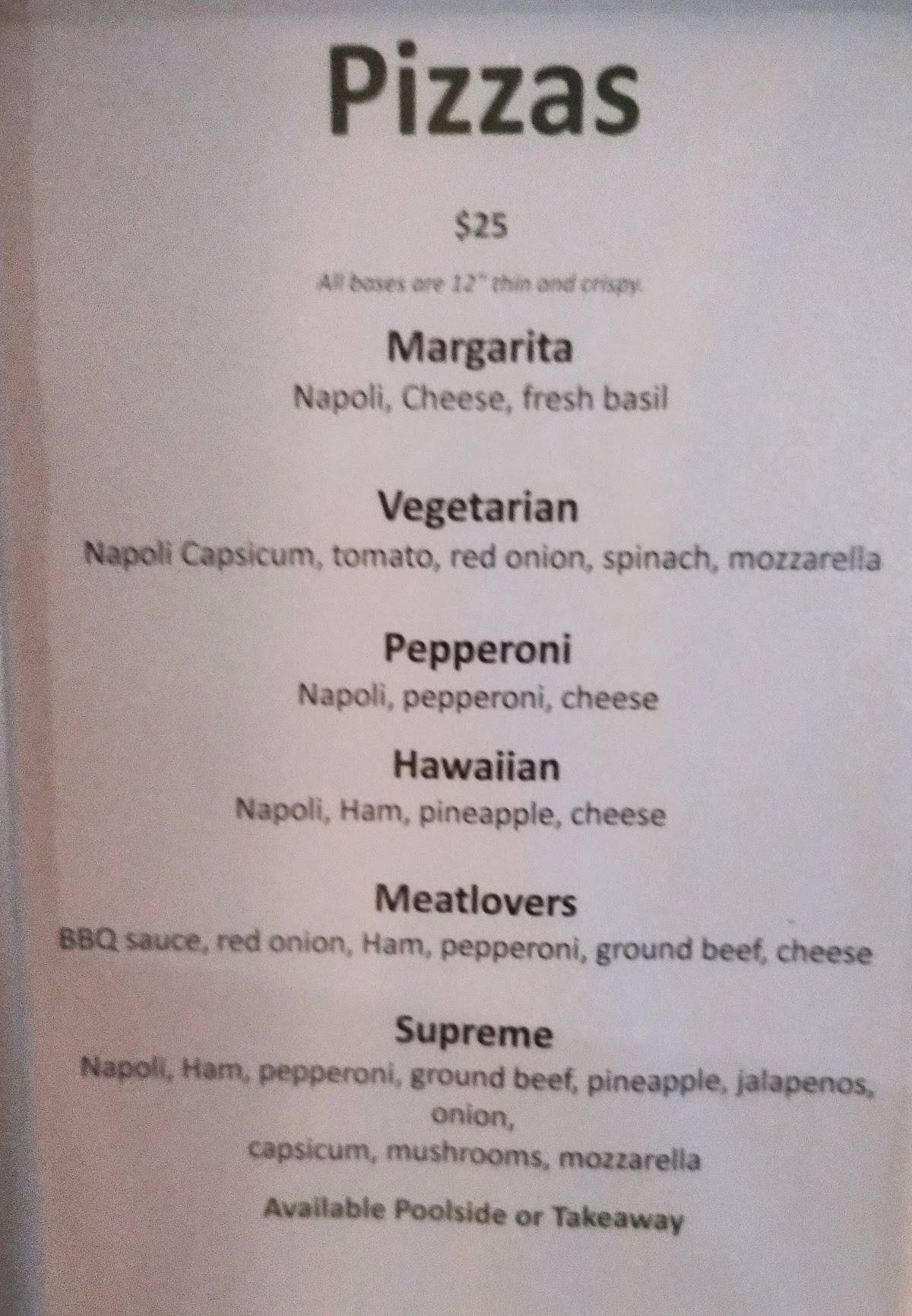 Menu at Seagulls Restaurant, Belgian Gardens
