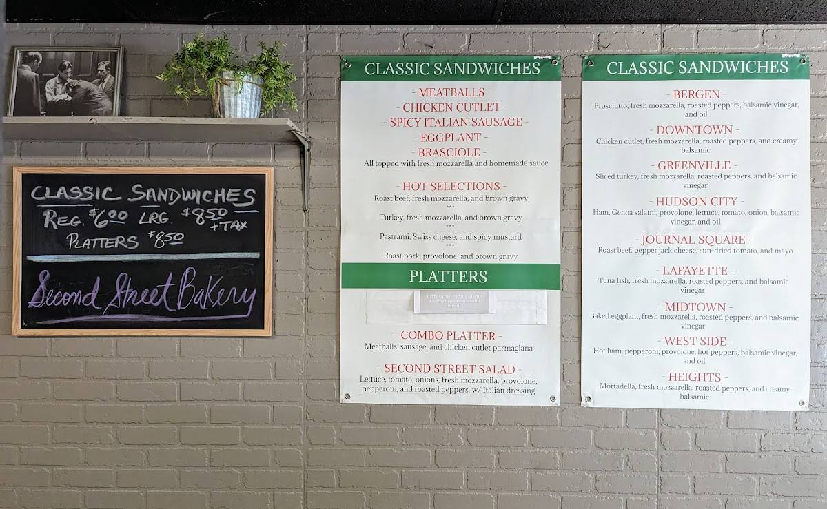 Menu at Second Street Bakery, Jersey City