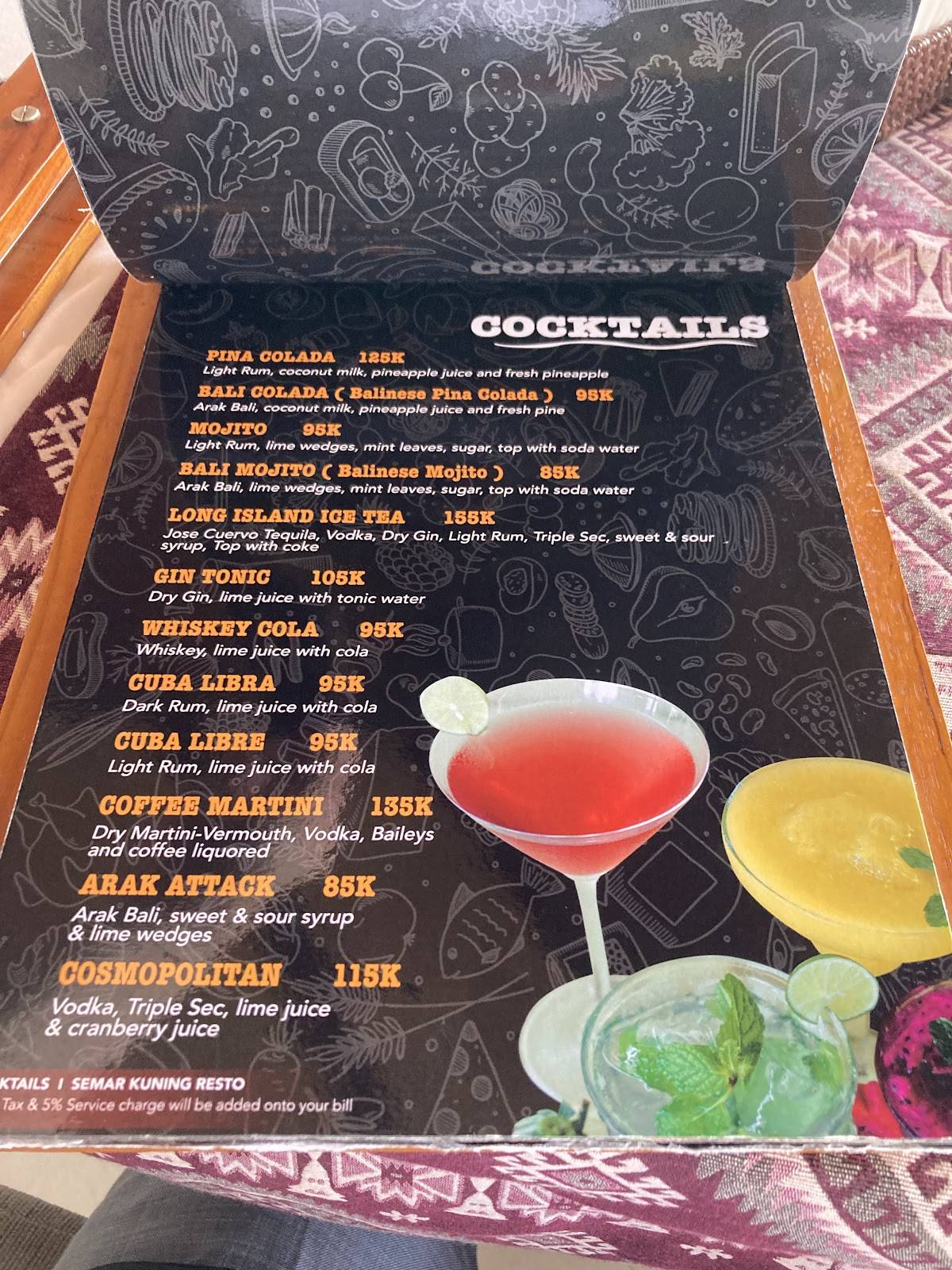 Menu at Semar Kuning Restaurant, Lodtunduh